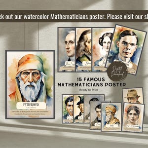 Set of 15 Printable Mathematicians Posters (set 2) for Math Classroom ...