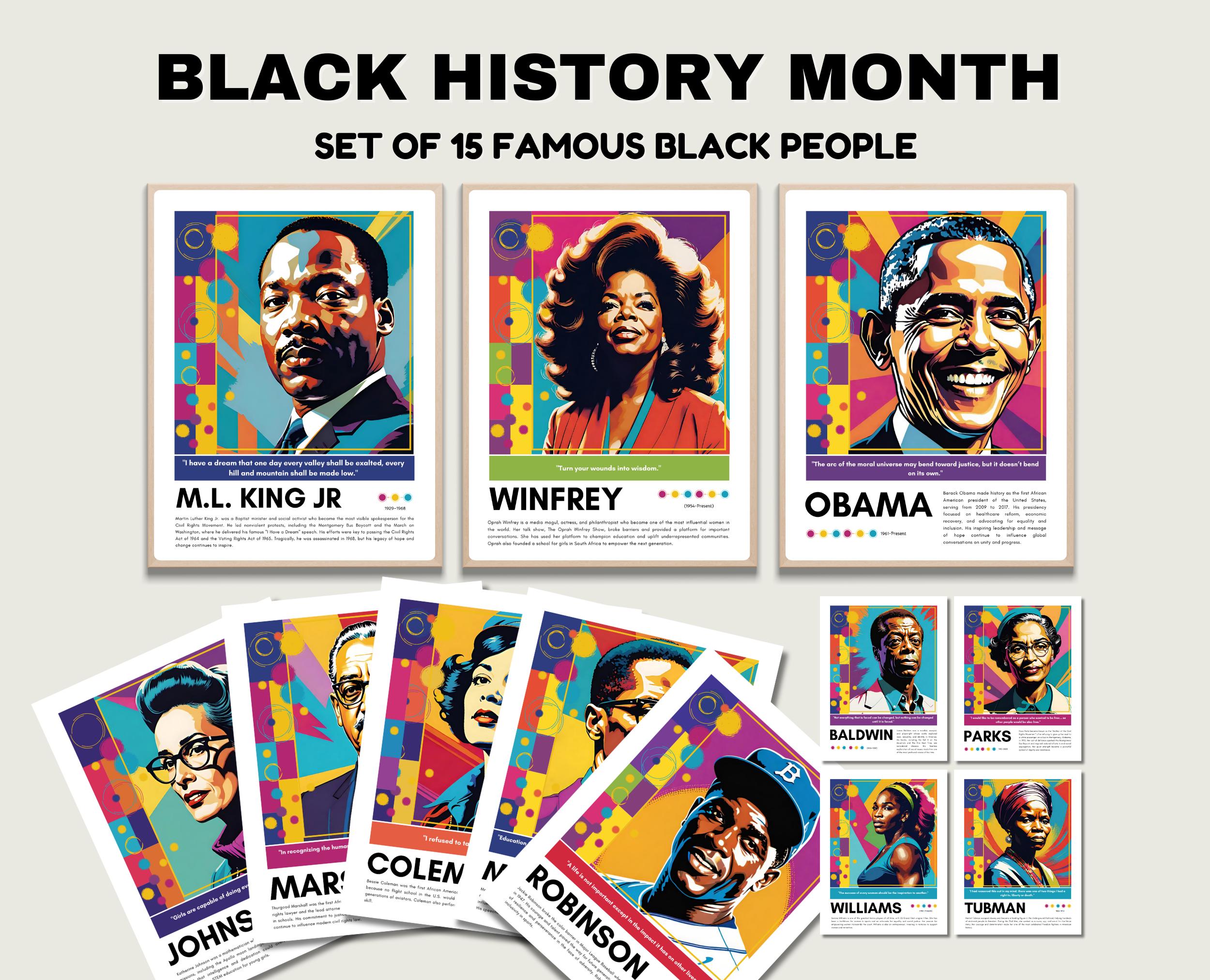 Set of 15 Famous Black People, Black History Month Bulletin Board ...