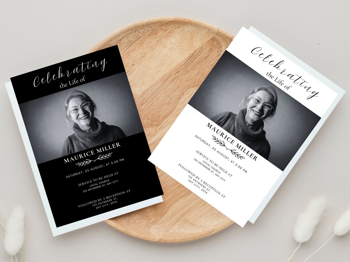 Memorial Invitation Template, Celebration of Life Invitation, Funeral ...