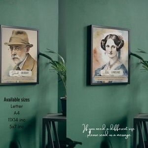 Printable Set of 15 Watercolor Theme Famous Mathematicians Posters Set ...