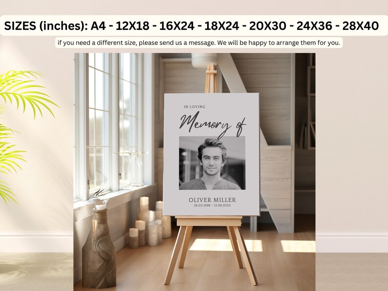 Editable Simple Funeral Memorial Sign Template, Funeral Welcome Poster ...