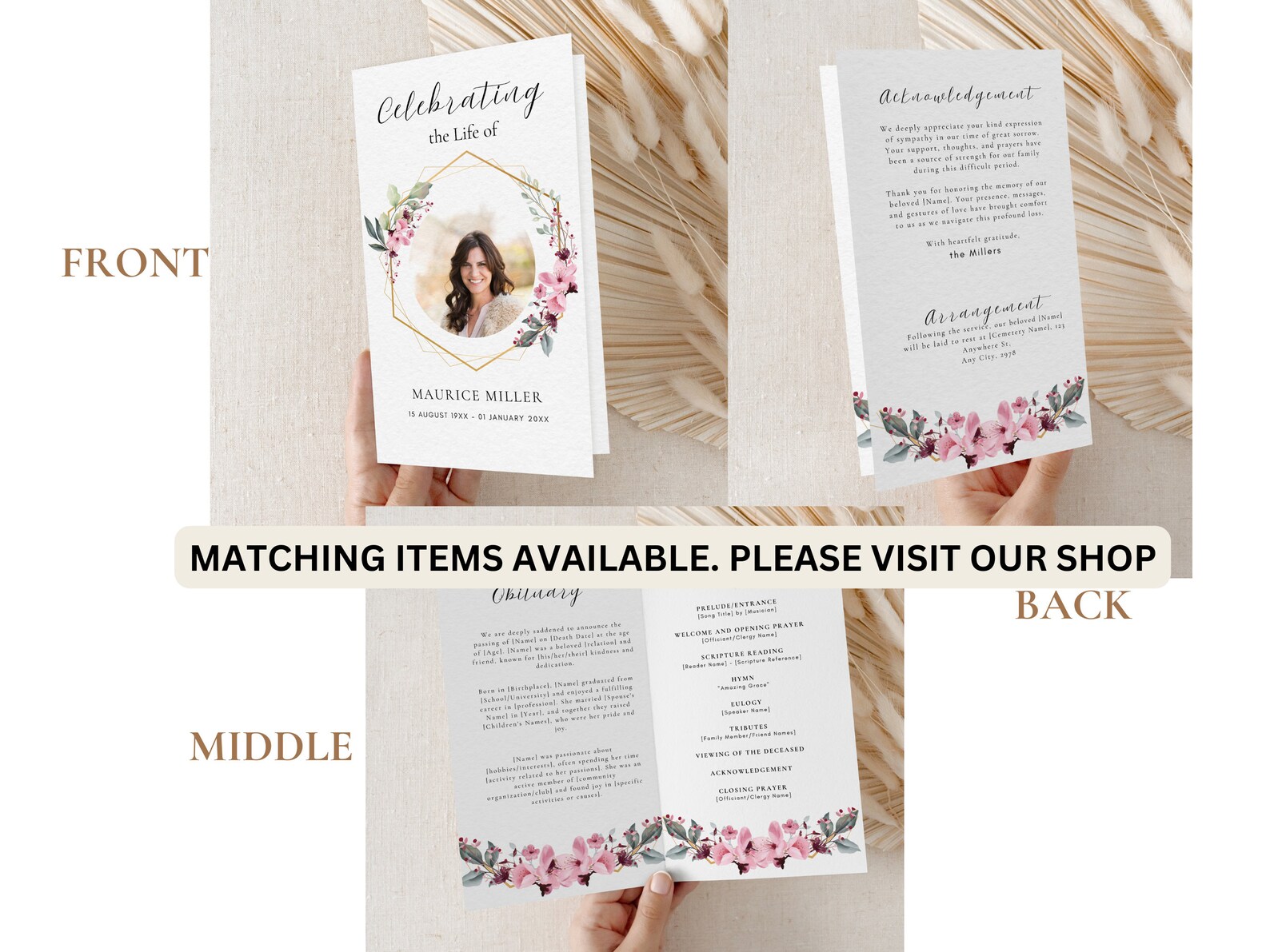 Editable Floral Funeral Memorial Sign Template, Funeral Welcome Poster ...