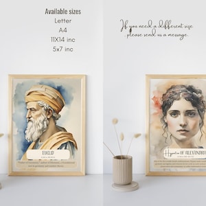 Printable Set of 15 Watercolor Theme Famous Mathematicians Posters Set ...