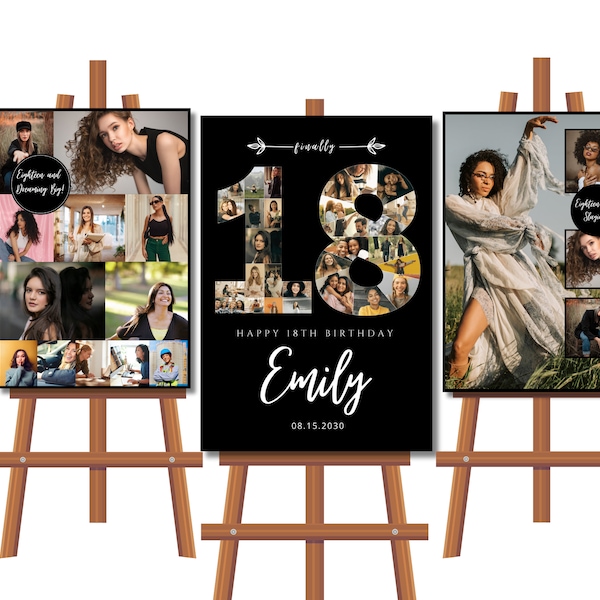 Customizable 18th Birthday Welcome Sign Photo Collage Canva Template ...