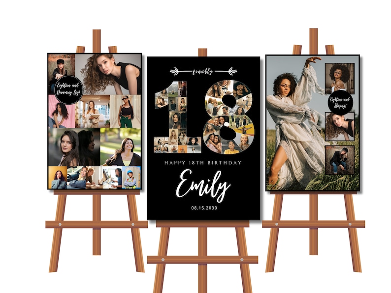 Customizable 18th Birthday Welcome Sign Photo Collage Canva Template ...