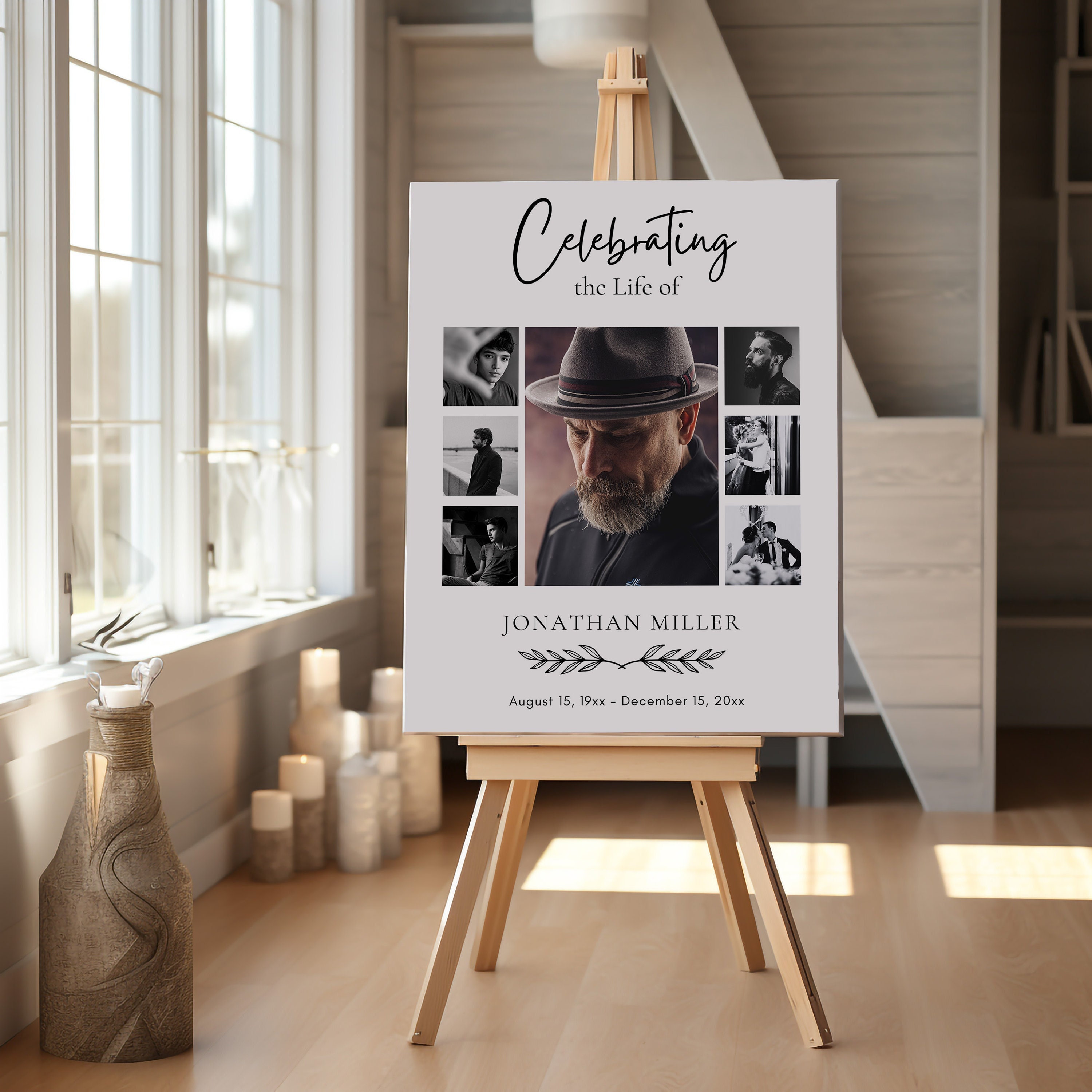 Funeral Photo Collage Sign Editable Template, Funeral Welcome Sign ...