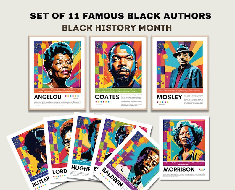 Set of 11 Famous Black Authors, Black History Month Bulletin Board ...