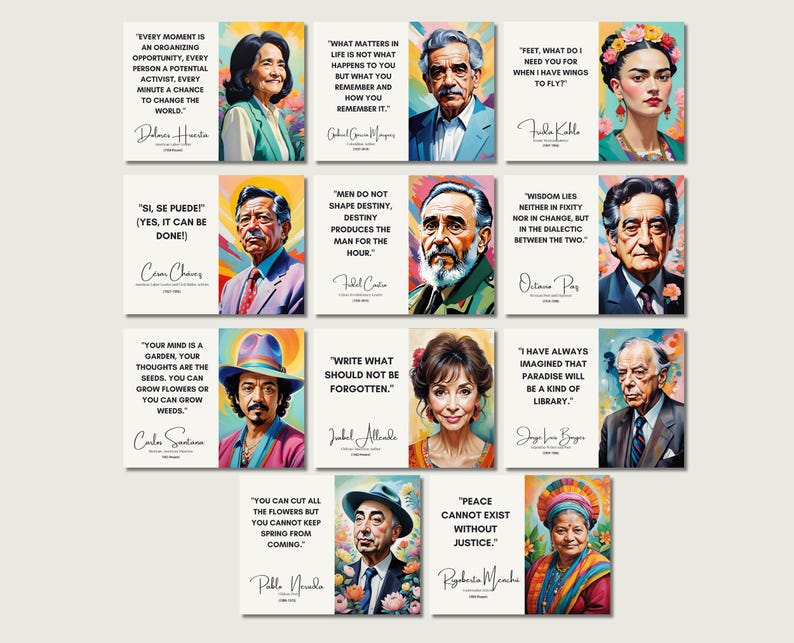 Printable Set of 20 Latin Hispanic Figures Printable Posters With ...