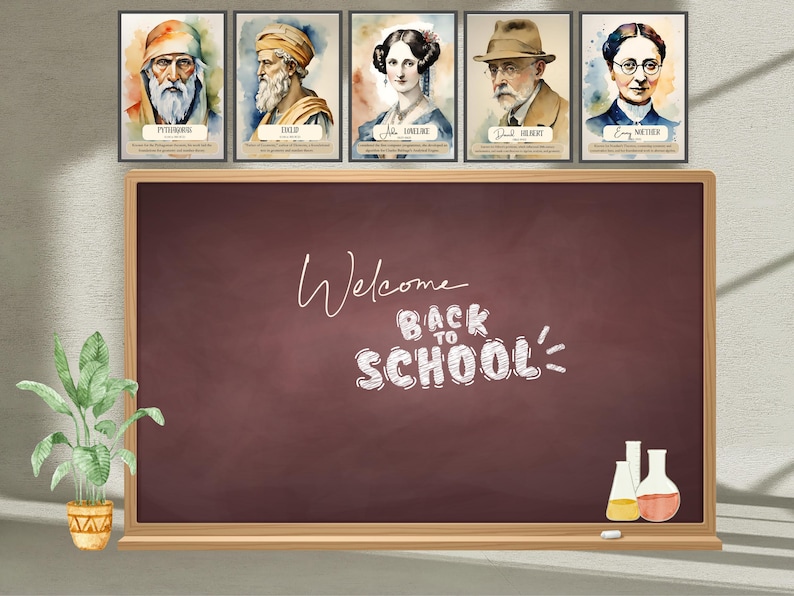 Printable Set of 15 Watercolor Theme Famous Mathematicians Posters Set ...