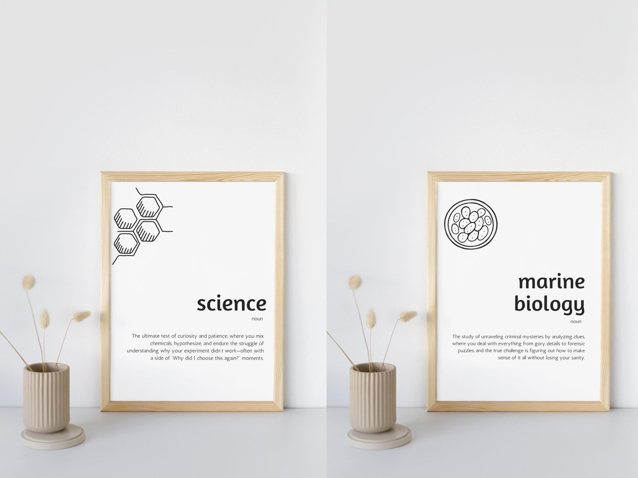 Printable Set of 8 Funny Minimalist Science Chemistry Biology Physics ...