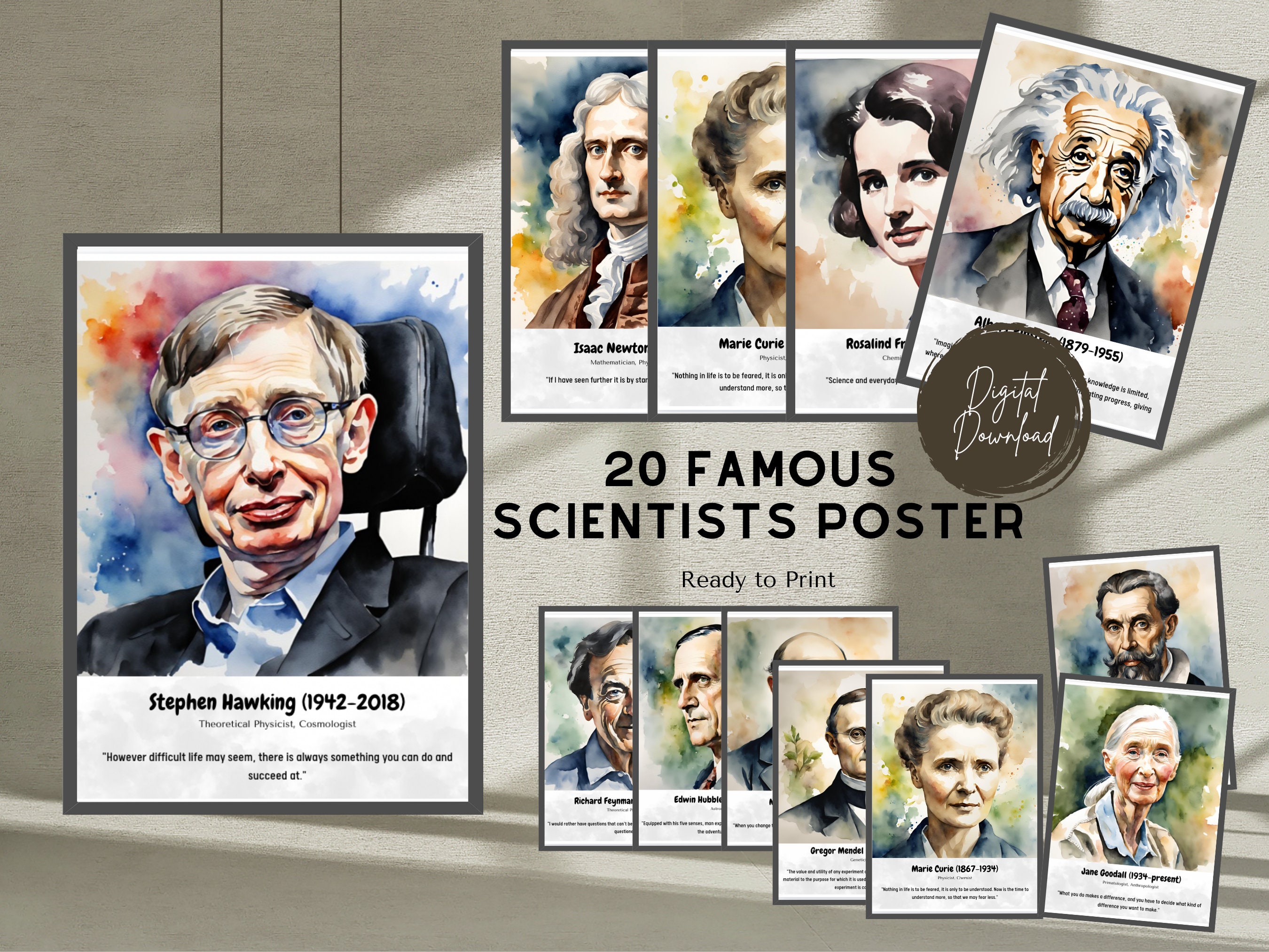 Printable Famous Scientists Poster, Classroom Decoration, Science Decor ...