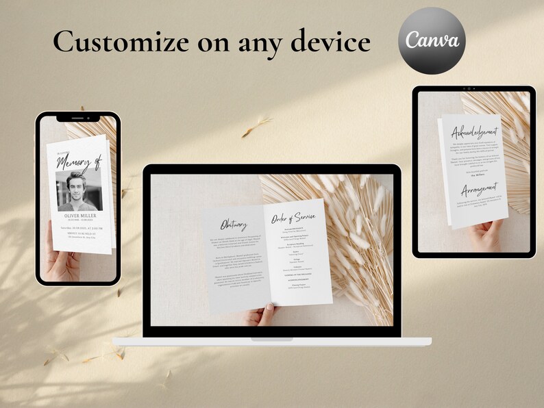 Editable Funeral Program Template, Memorial Program, Memorial Service ...