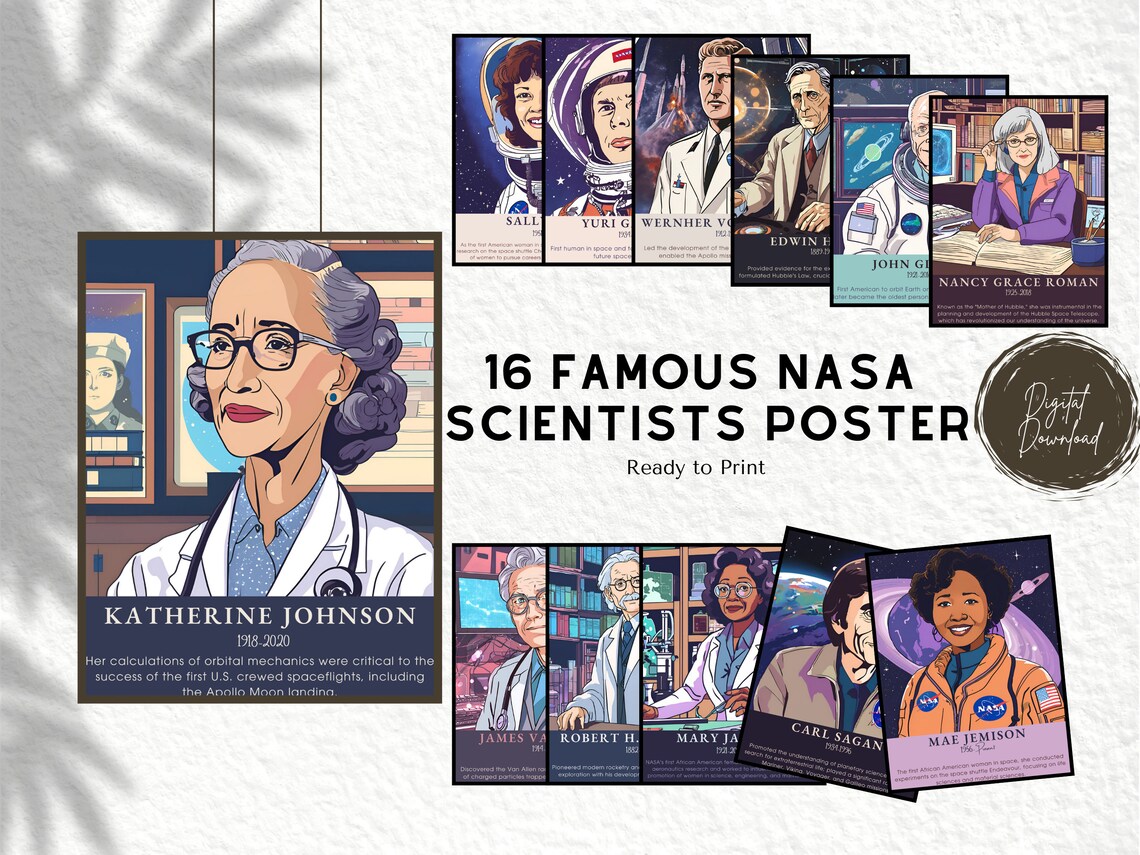 Printable Famous NASA Scientists Poster, Classroom Decoration, Science ...
