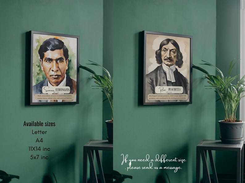 Printable Set of 15 Watercolor Theme Famous Mathematicians Posters Set ...