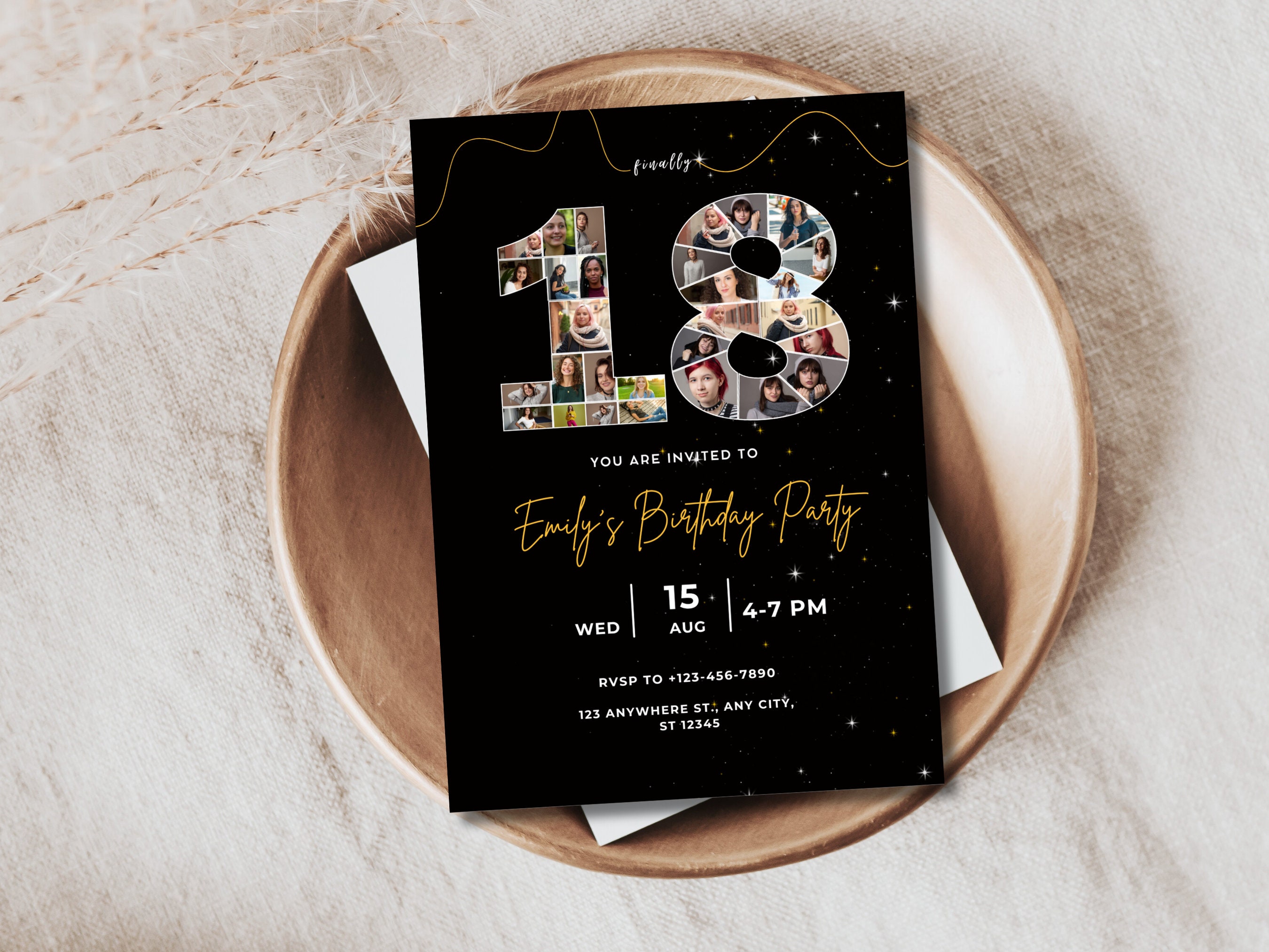 18TH Birthday Invitation Template, Digital Birthday Invitation ...