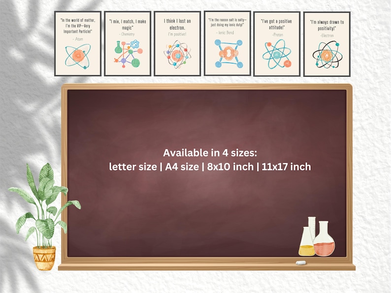 Set of 12 Printable Colored Pencil Theme Chemistry and Physics Posters ...