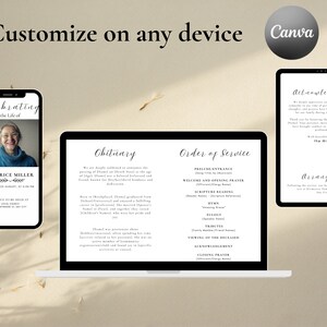 Funeral Program Template, Customizable Memorial Service Template ...