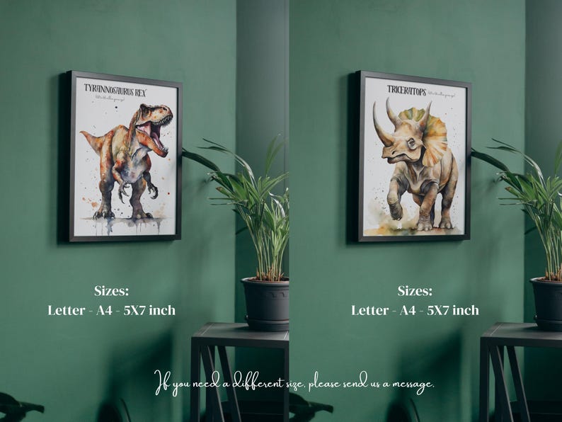 Set of 10 Printable Watercolor Dinosaur Posters and Wall Art for Kids ...