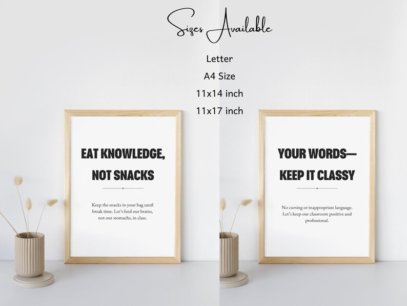 Minimalist Set of 8 Printable Funny Classroom Rules Posters for ...
