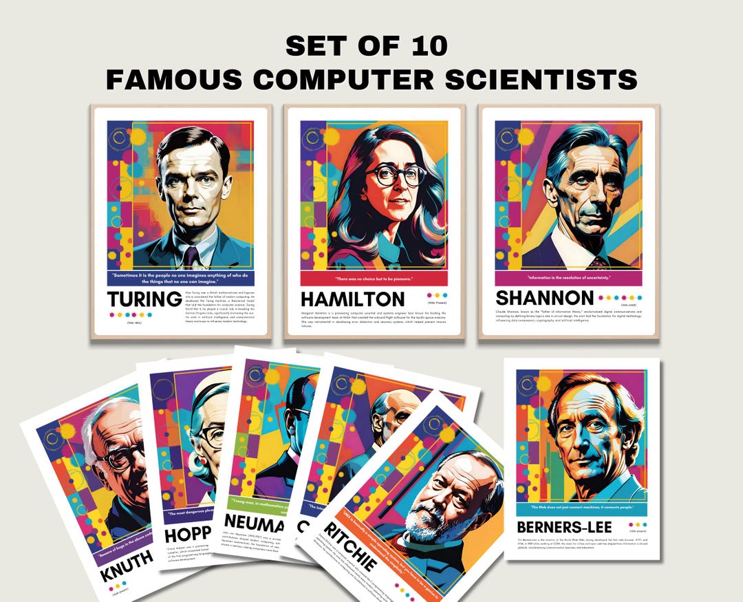 Set of 10 Famous Computer Scientists - Printable Posters for Classroom ...