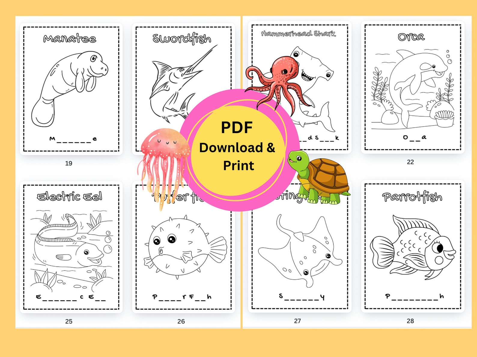 37 Printable Coloring Pages Sea Creatures Kids Under the Sea Coloring ...