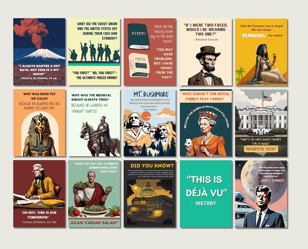Set of 15 Printable History Posters With Hilarious Puns – Perfect for ...