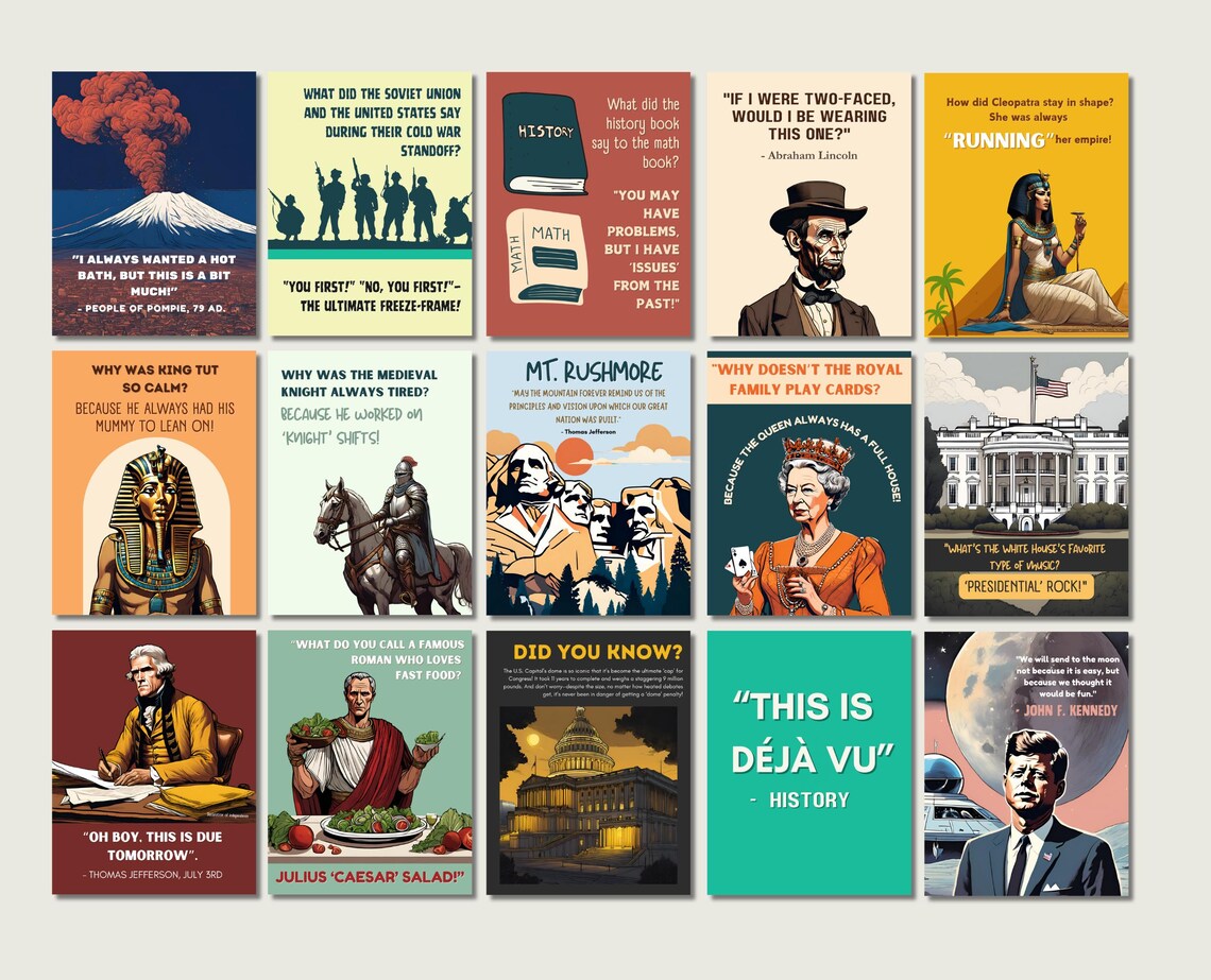 Set of 15 Printable History Posters With Hilarious Puns – Perfect for ...