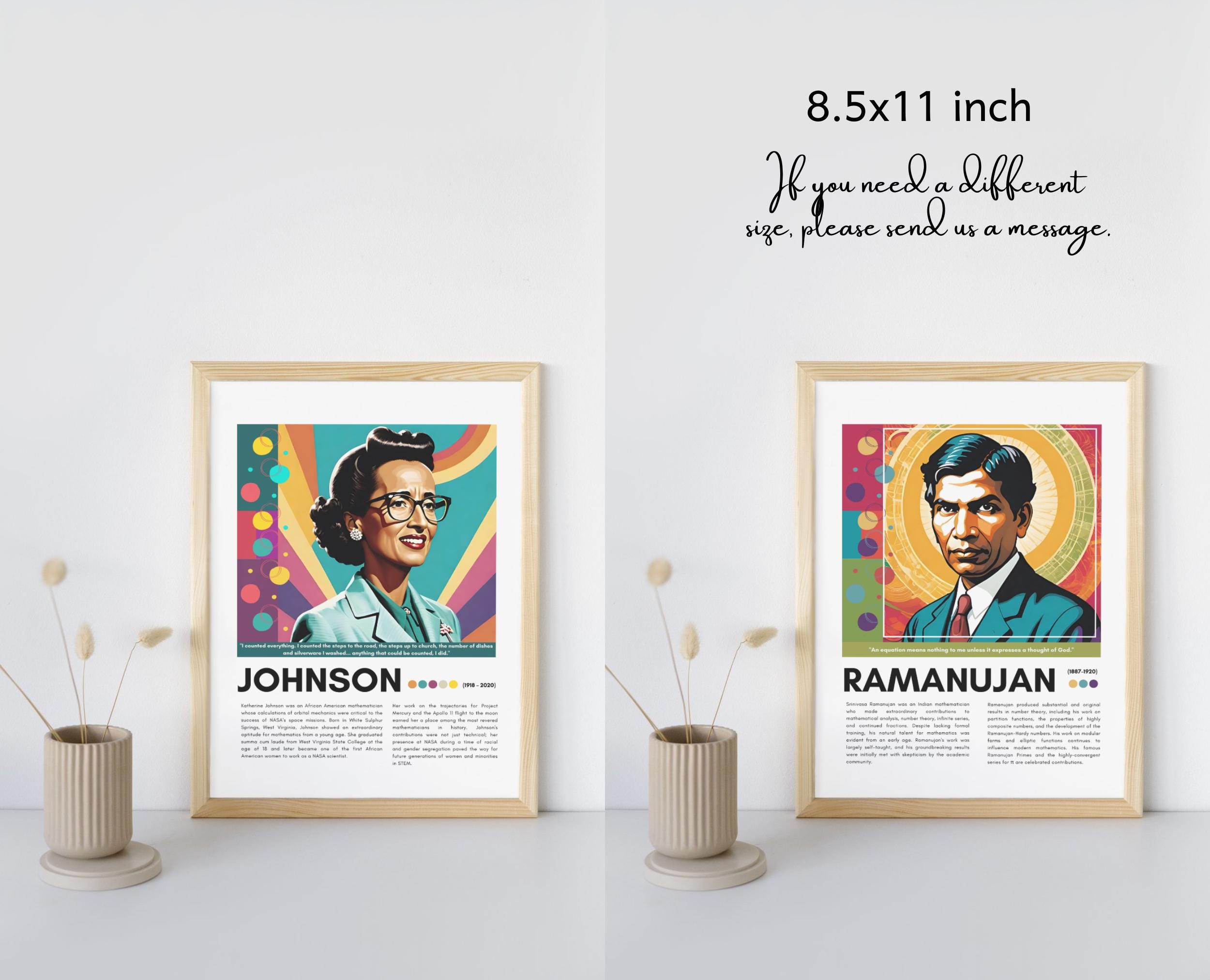 Set of 15 Printable Mathematicians Posters (set 2) for Math Classroom ...