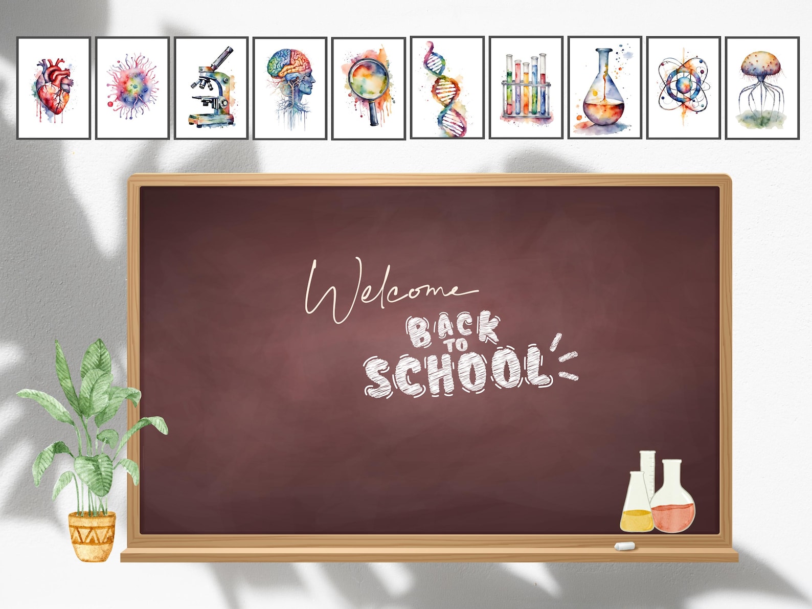 Set of 10 Printable Biology Medical Posters Watercolor Theme ...