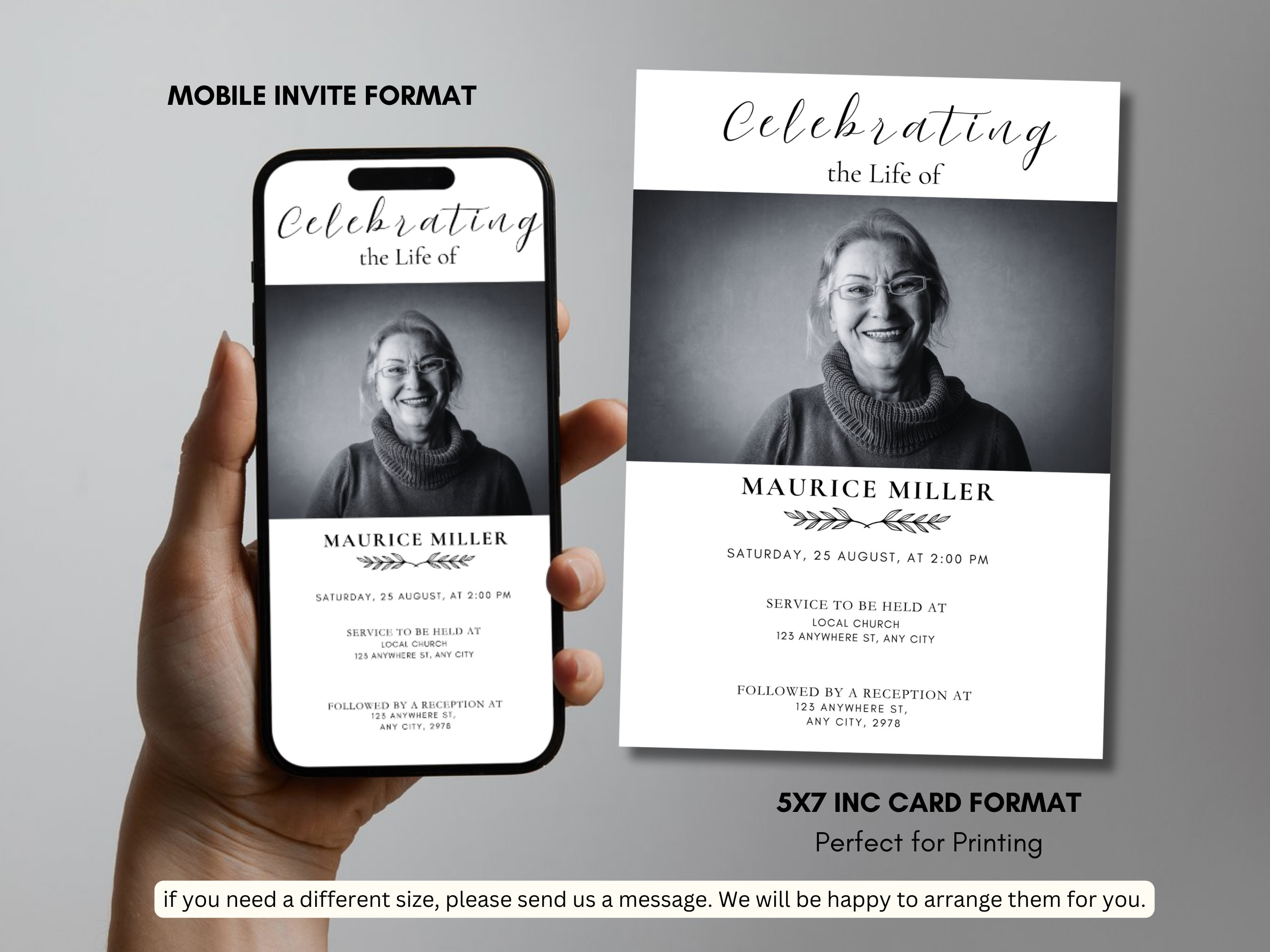 Memorial Invitation Template, Celebration of Life Invitation, Funeral ...