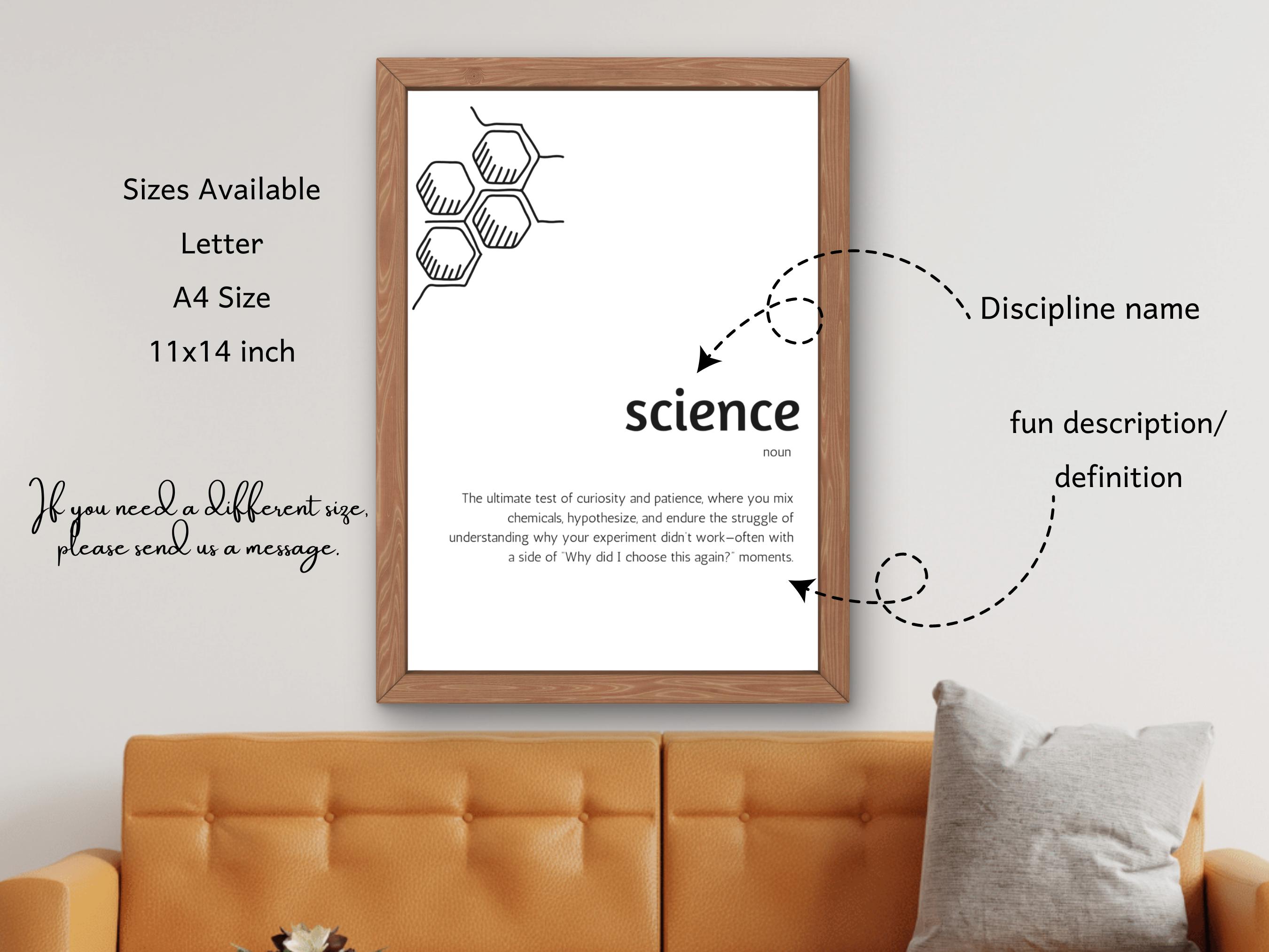 Printable Set of 8 Funny Minimalist Science Chemistry Biology Physics ...