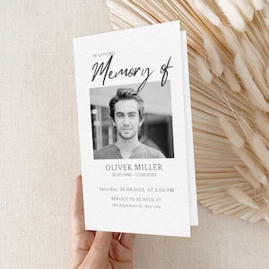 Editable Funeral Program Template, Memorial Program, Memorial Service ...