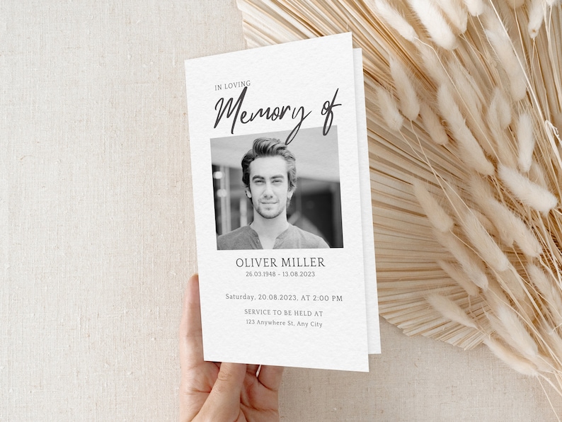 Editable Funeral Program Template, Memorial Program, Memorial Service ...