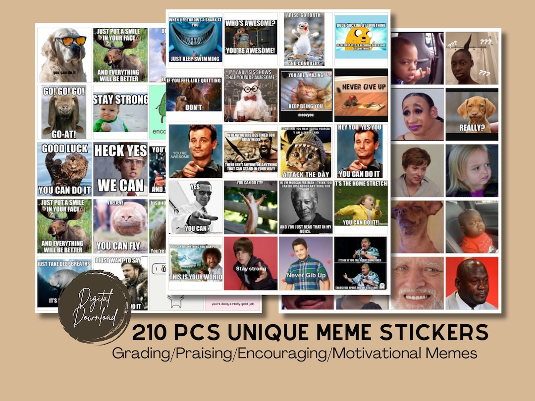 Printable Meme Stickers for Teachers, Grading Rewards Encouraging ...