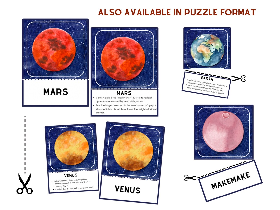 Printable Solar System Flashcards, Planets Flashcards, Science ...