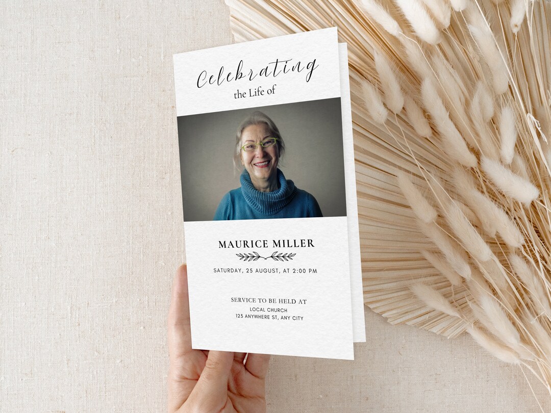 Funeral Program Template, Customizable Memorial Service Template ...