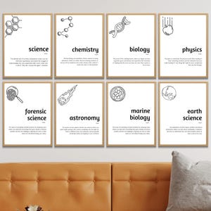 Printable Set of 8 Funny Minimalist Science Chemistry Biology Physics ...
