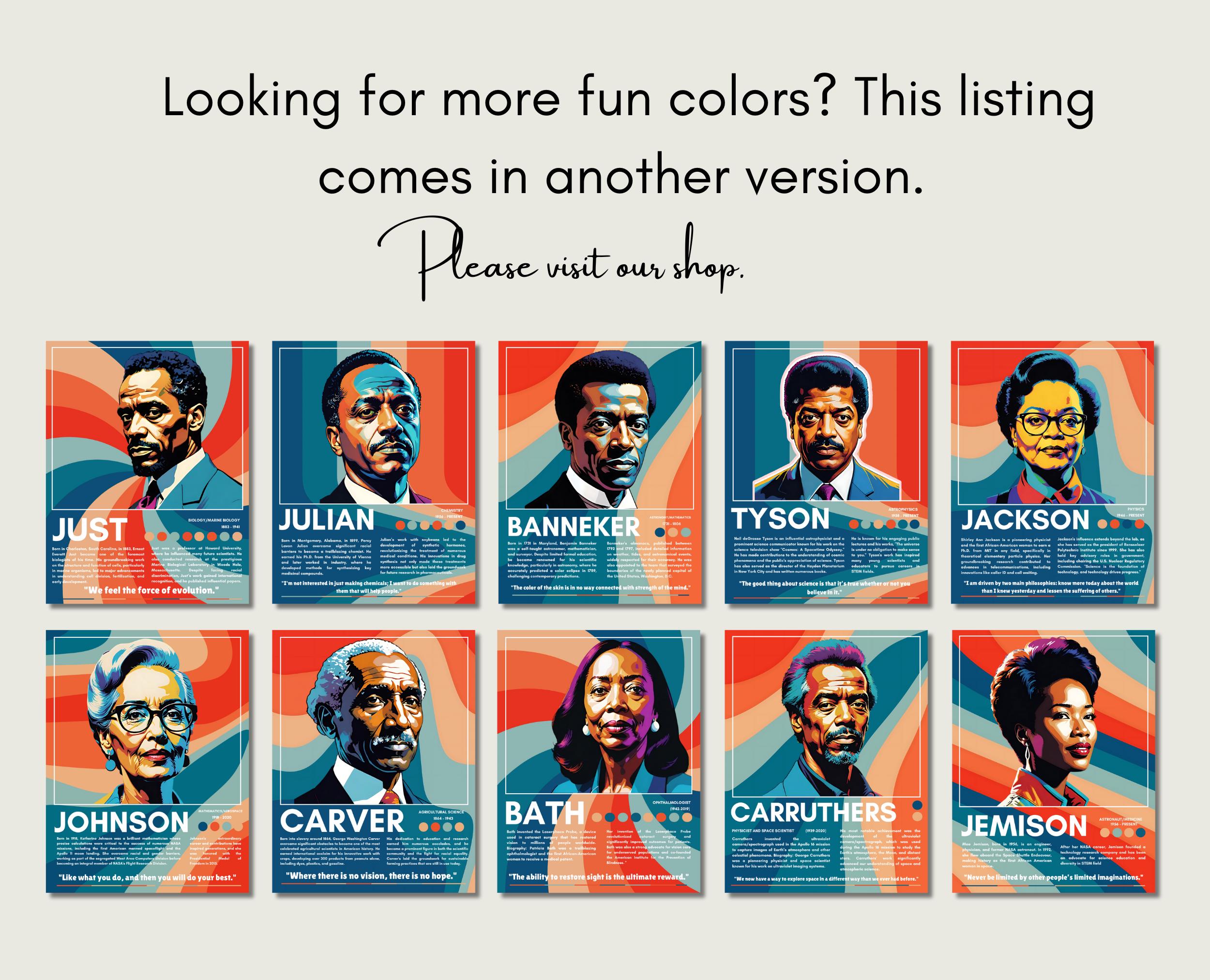 Set of 10 Printable Black STEM Scientists Posters for Science Wall Art ...