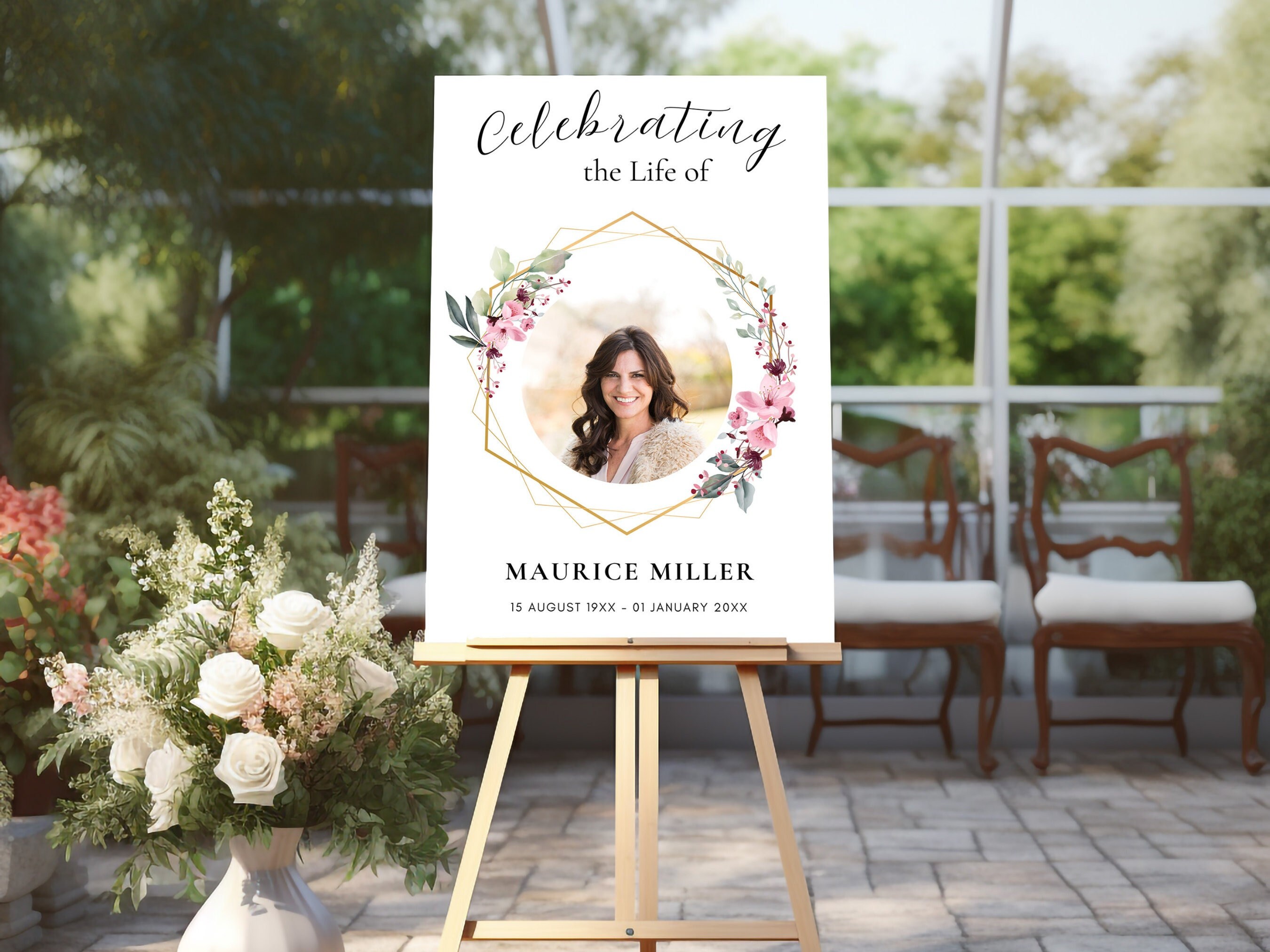 Editable Floral Funeral Memorial Sign Template, Funeral Welcome Poster ...
