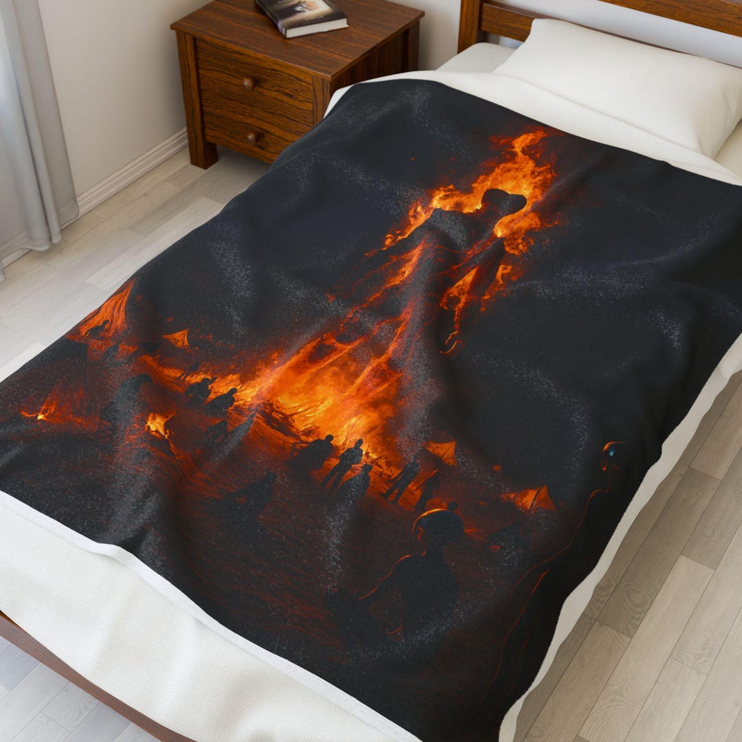 Burning Giant Spirit Velveteen Plush Blanket | Fiery Campfire Horror ...