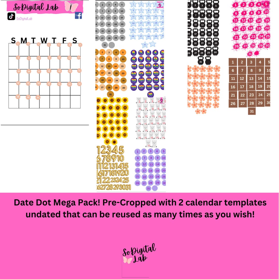 Date Dot Mega Pack. Goodnotes Only PRECROPPED! - Etsy