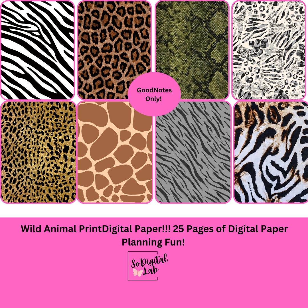Wild Animal Digital Paper! Goodnotes Only!!! 25 Pages!!! - Etsy
