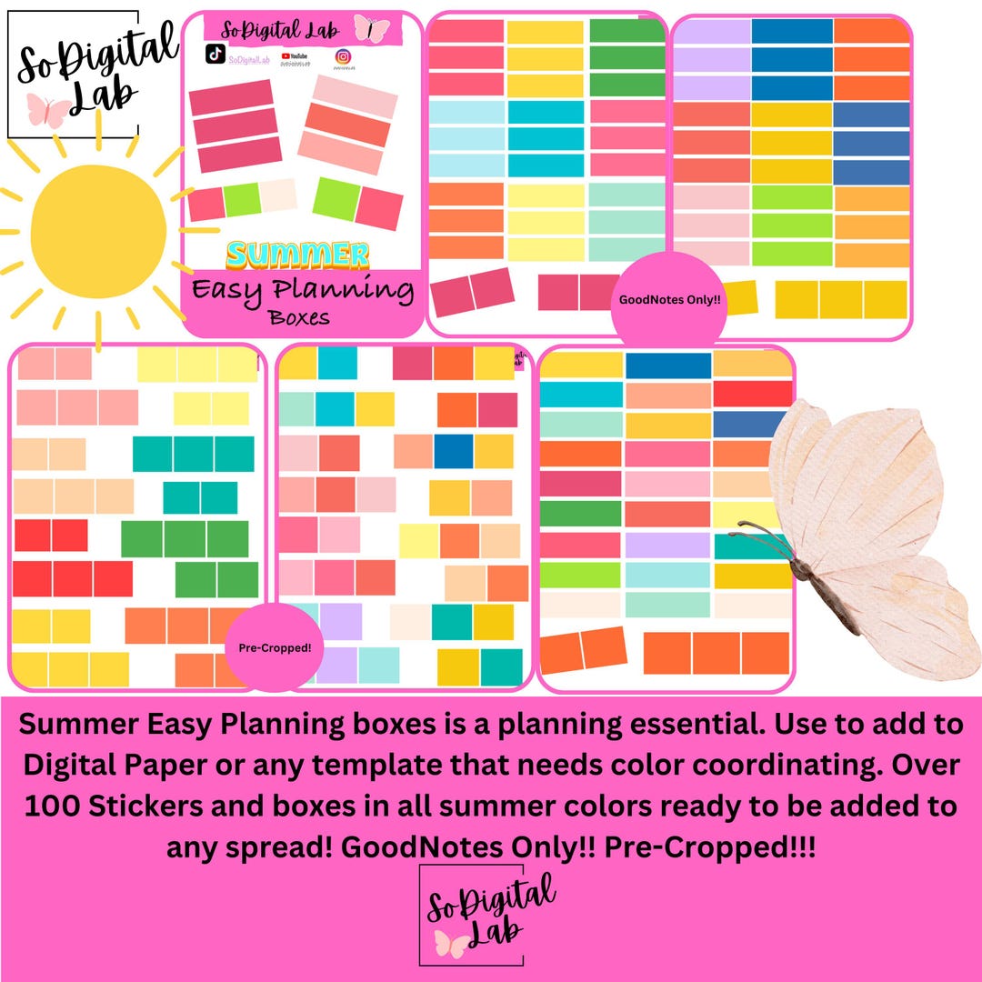 Summer Easy Planning Boxes. Goodnotes Only!! Pre-cropped!!! - Etsy