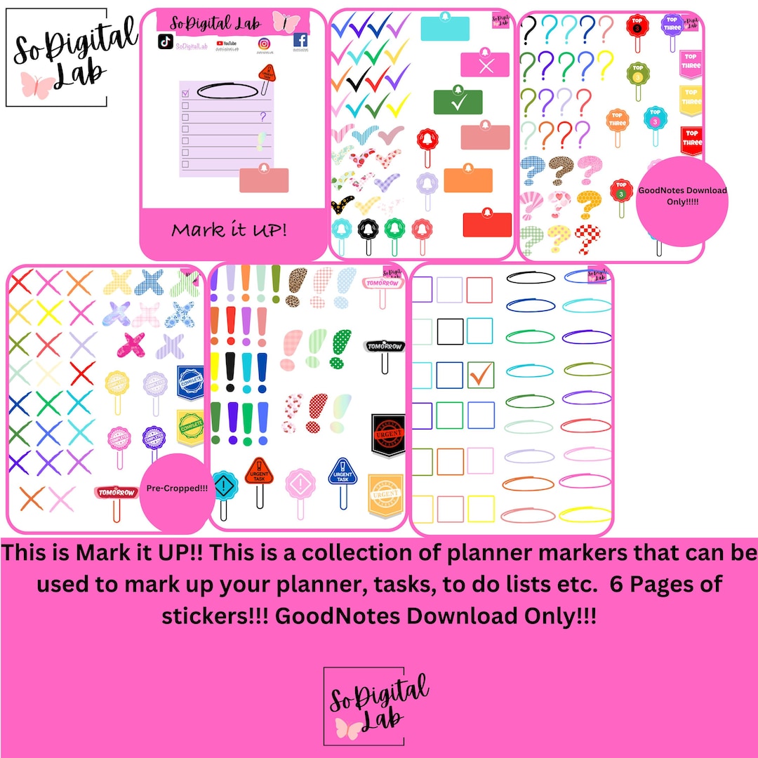 Mark It UP! Planner Markers to Be Used on Your Spreads! 6 Pages of Pre ...