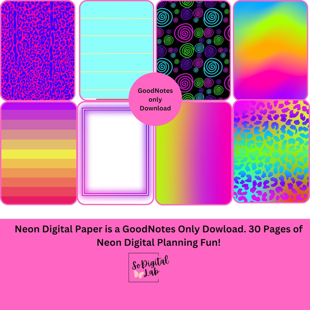 Neon Digital Paper. Goodnotes Download Only!!!! 30 Pages of Neon ...