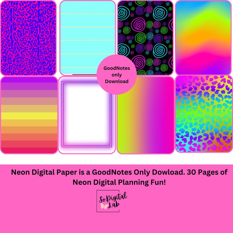 Neon Digital Paper. Goodnotes Download Only!!!! 30 Pages of Neon ...