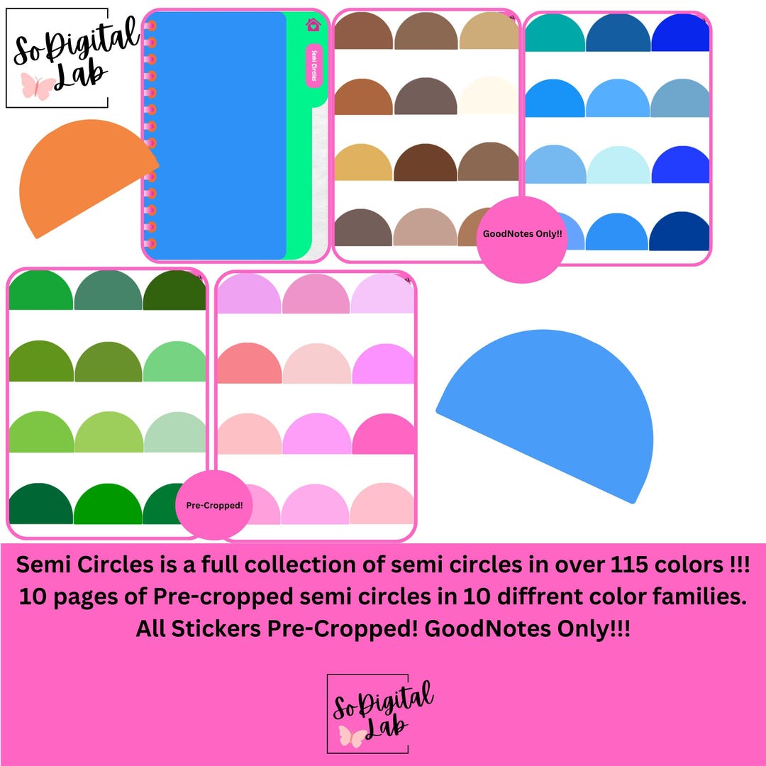 Semi Circles in 10 Color Families!! Over 115 Colors!! All Pre-cropped ...