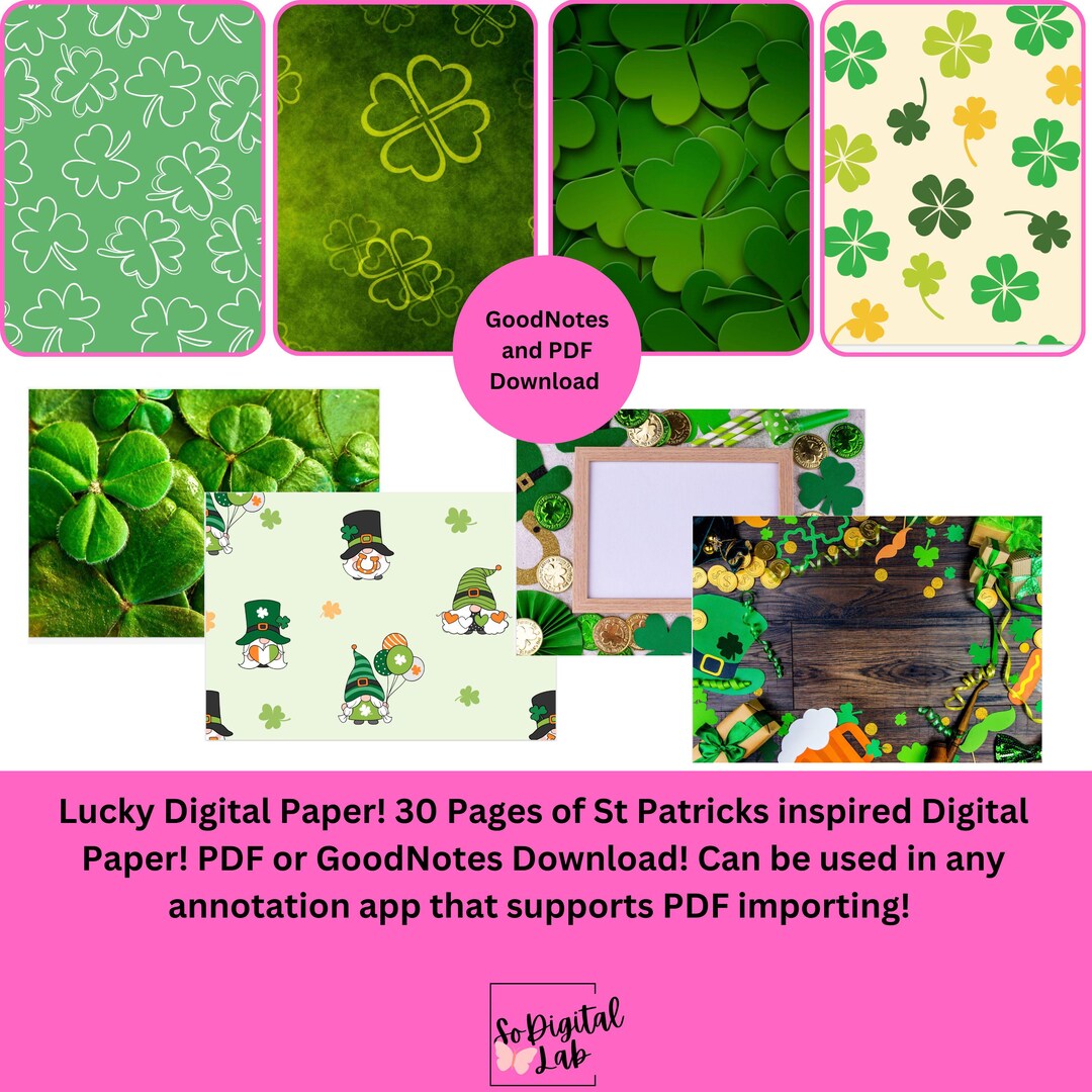 Lucky Digital Paper! PDF and Goodnotes Download! 30 Pages!!!! - Etsy