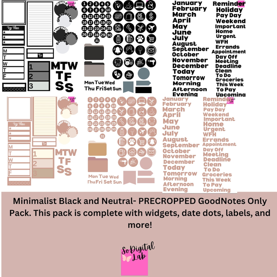 Minimalist Black and Neutral Pack - Etsy