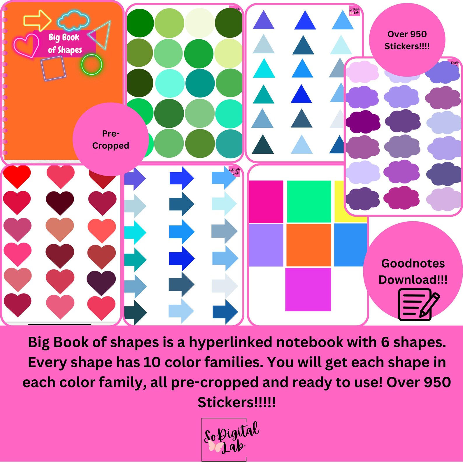 Big Book of Shapes. Hyperlinked Notebook With 6 Shapes and 10 Color ...